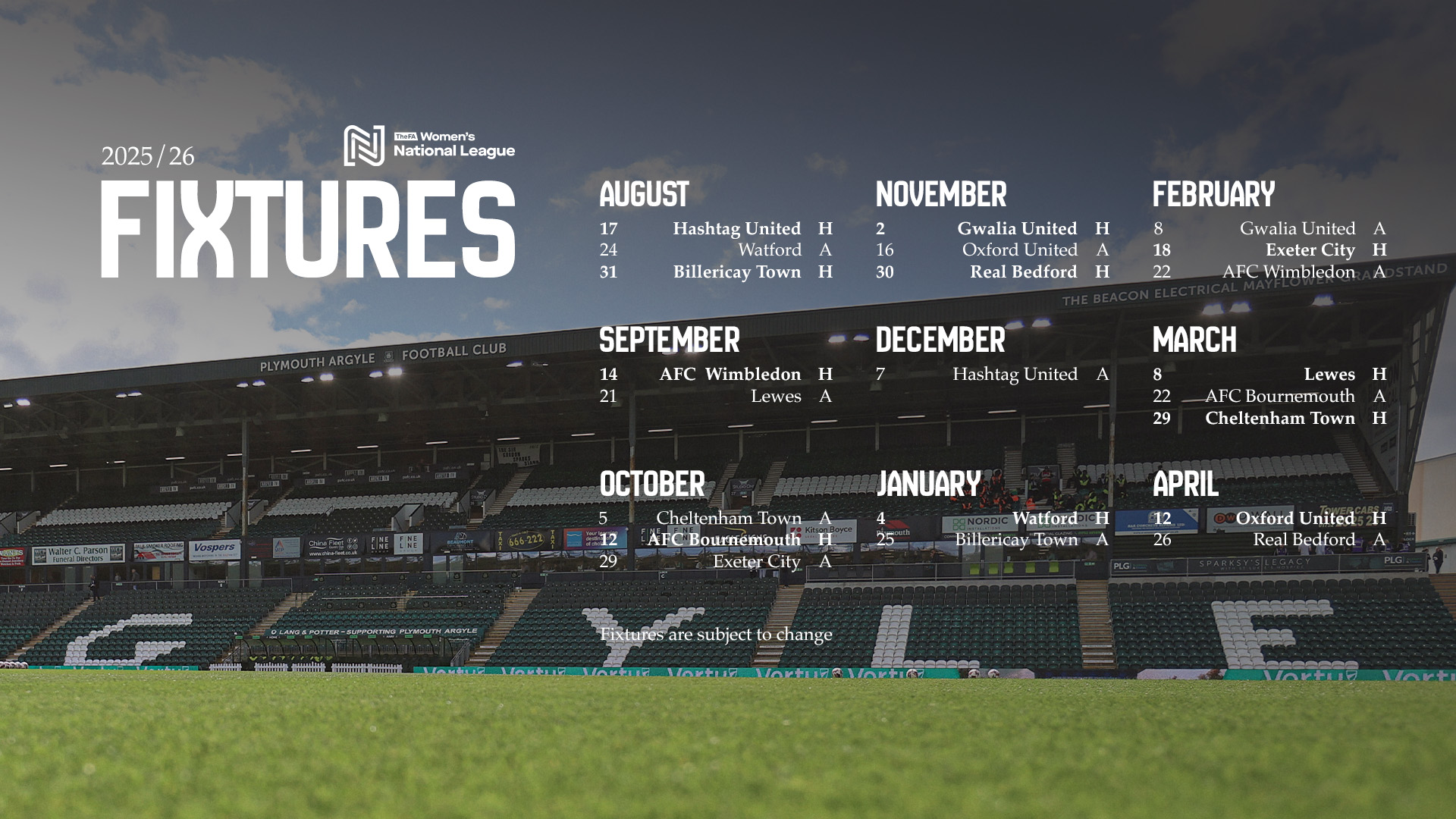 Argyle Women's 2025/26 fixtures revealed | Plymouth Argyle