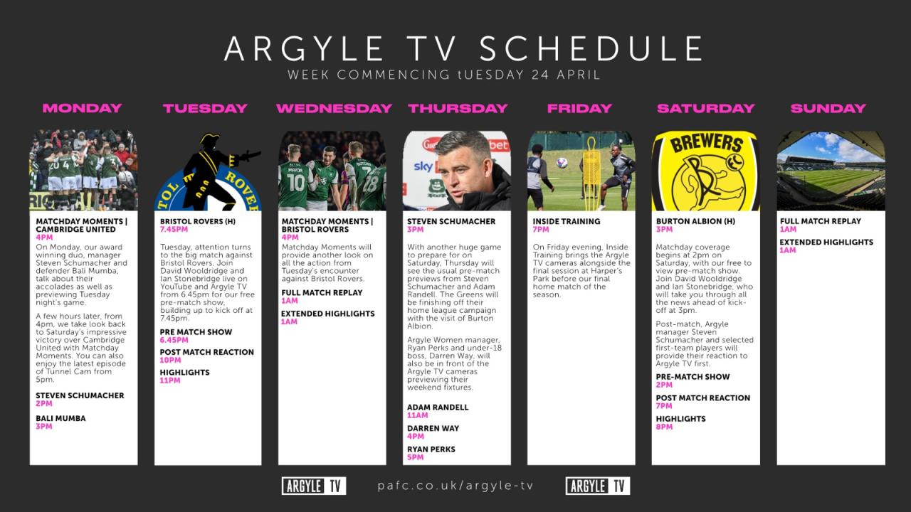 Argyle TV | What's On This Week | Plymouth Argyle - PAFC