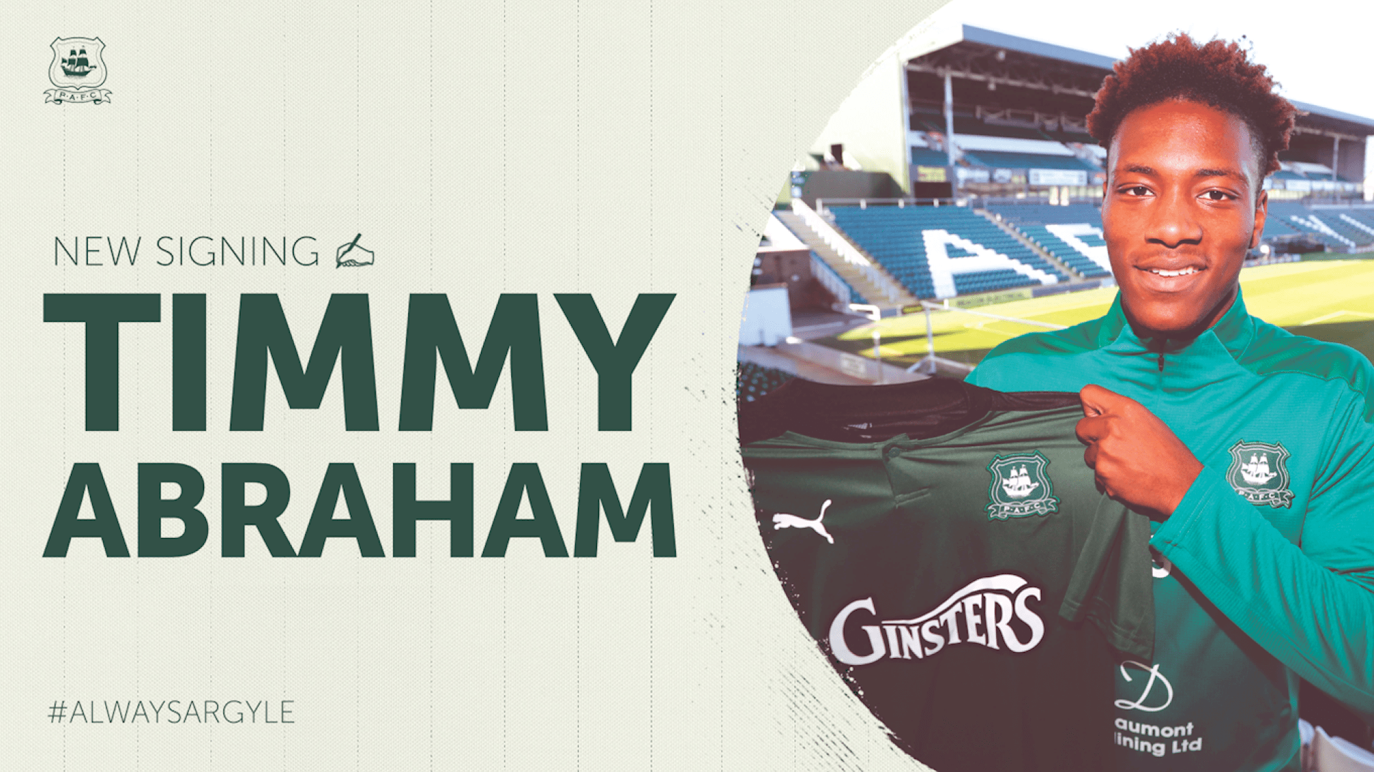 Timmy Abraham Signs | Plymouth Argyle - PAFC